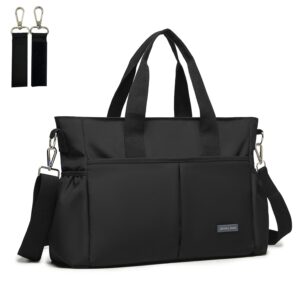 royalfair diaper bag tote bag for toddler mommy messenger tote diaper bags purse with stroller hook (medium,black)