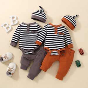 VINUOKER Newborn Baby boy clothes Preemie outfit long Sleeve Cotton Pants Sets Infant Fall Winter Clothes