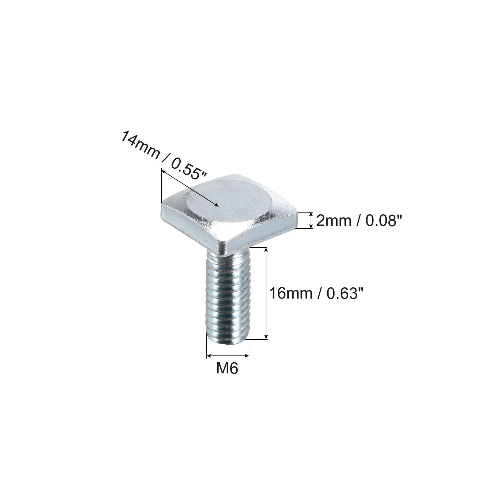 uxcell Square Head Bolt, 20pcs M6x17.5mm Fully Thread Carbon Steel Grade 4.8 Square Machine Screws