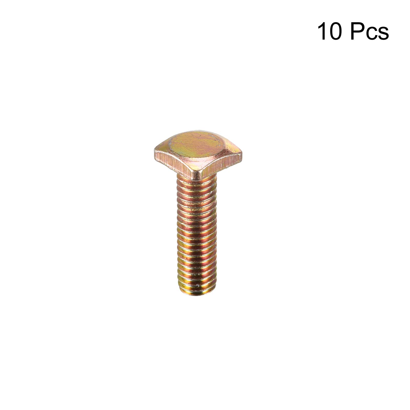 uxcell Square Head Bolt, 10pcs M6x22mm Fully Thread Carbon Steel Grade 4.8 Square Machine Screws, Gold Tone