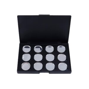 coshar empty magnetic eyeshadow palette eyeshadow case diy makeup palette makeup container organizer, fit 26mm round metal pans (12 grids)