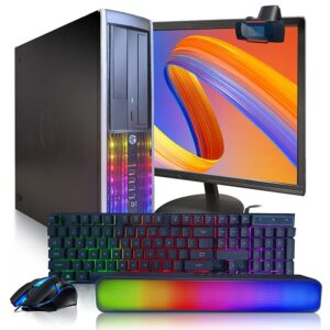 hp elite rgb desktop computer pc, intel core i7 up to 3.8ghz, 16g ram, 512g ssd, new 22 inch fhd led monitor, rgb keyboard and mouse, rgb bt sound bar, webcam, wifi, bt 5.0, windows 10 pro (renewed)