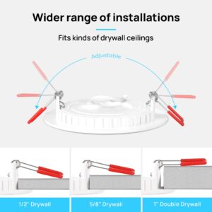 Consciot Ultra-Thin LED Recessed Lighting 6 Inch 12 Pack, Slim Junction Box, 2700k-5000k, CRI>90, 5CCT Dimmable Canless Retrofit Recessed Light Fixtures, 16W, 1150LM Wafer Downlight, ETL