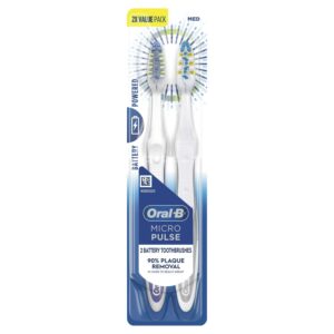 oral-b micro pulse battery electric toothbrush, medium, 2 ct