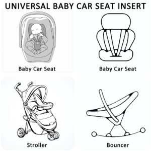 CARUILI Infant Car Seat Insert, 2 in 1 Carseat Head Support for Newborn Girl, Soft Baby Car Seat Head Body Support Cushion Pillow, Reversible & Adjustable Baby Headrest for Stroller, Swing, White