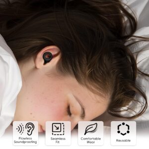 Noise Canceling Earplugs for Sleep and Concentration– New Flexible Earplugs for Better Attenuation – 2 Pair Reusable –Deal for Side Sleepers &Noise Sensitive Person – 27dB Noise Cancellation–Black