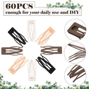 60 Pieces Double Grip Hair Clips Metal Snap Hair Clips Grip Hair Clips Women Hair Barrettes Accessories with Plastic Box for Women Girls Hair Making Salon (black, Dark Brown, Beige, Cream)