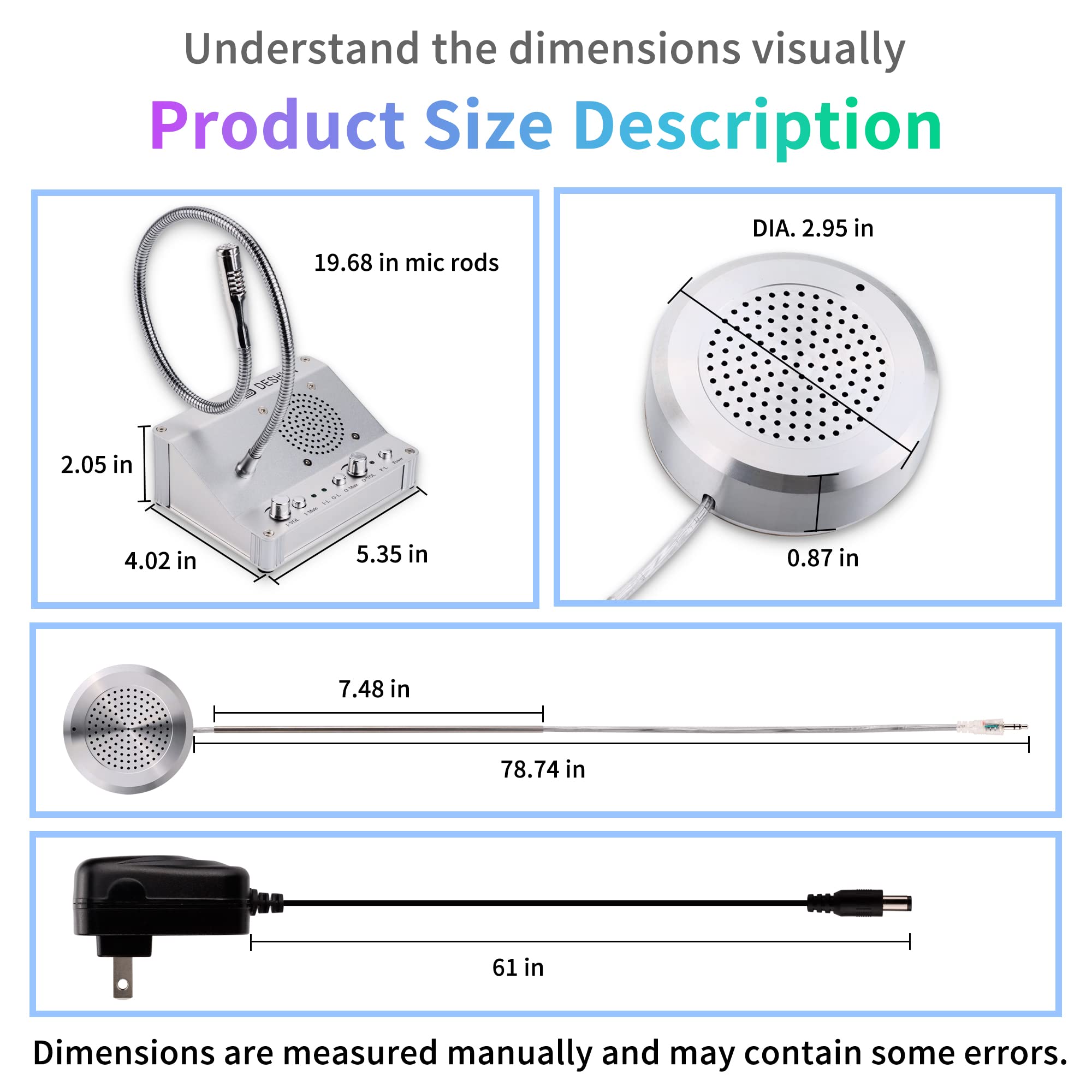 DESHUN Window intercom, Window Speakers, Dual-Way Window Counter intercom Microphone, for The Business/Bank/Office/Hospital/Station/Catering/Ticket Window to Provide Communication Solutions