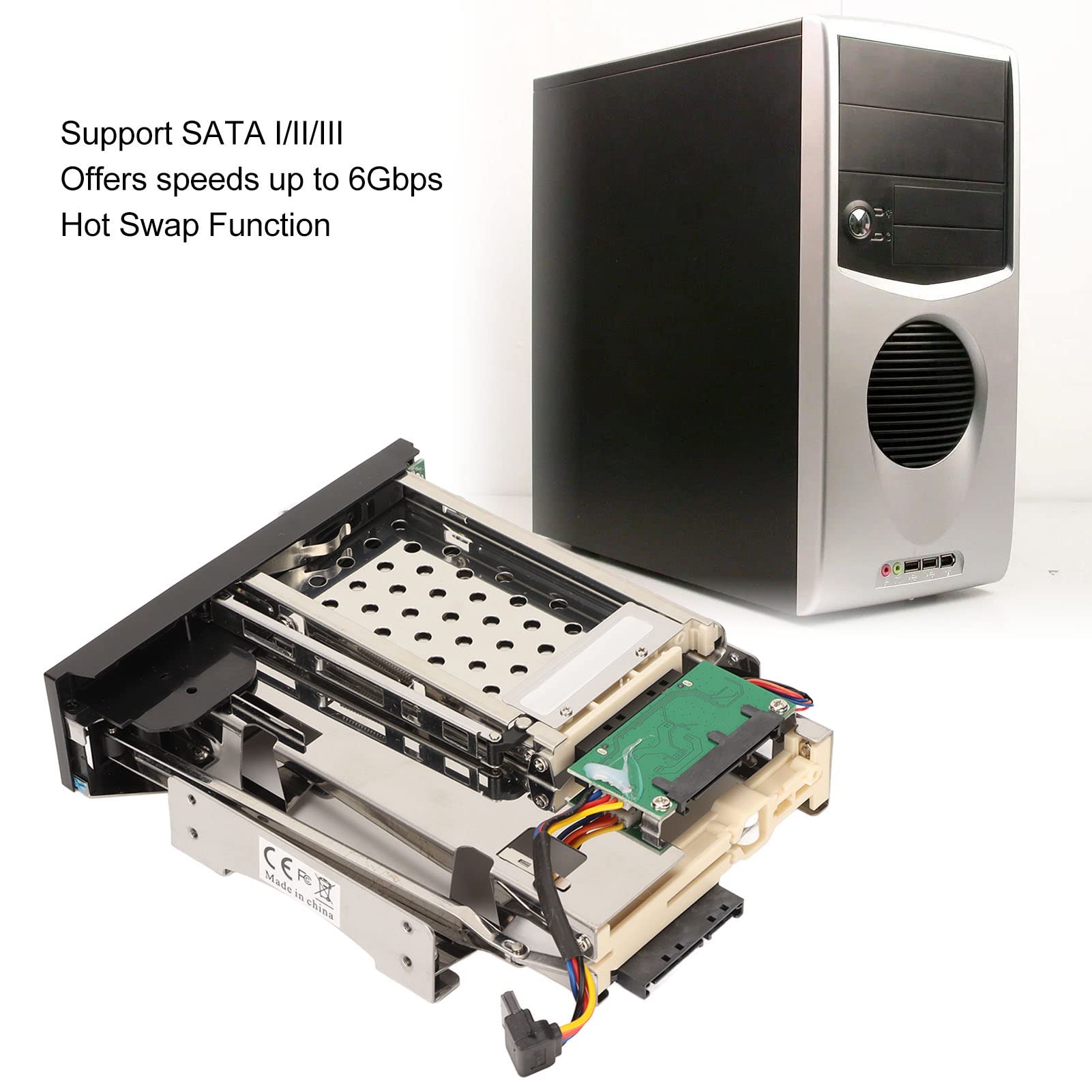 SATA Hard Drive Bays Dual Bay, Support SATA I/II/III, 6Gbps Speed, with Hot Swappable Function, Trayless Design for Quick Installation and Removal for 2.5 Inch 3.5 Inch SATA Hard Drives