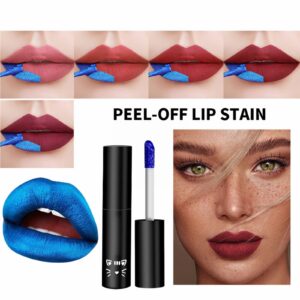 5 Colors Lip Stain, Peel Off Lip Stain Lip Tint, Tear Off Lipstick Waterproof Long Lasting Peel Reveal Lip Stain, Tattoo Color Lip Gloss, Non-stick Cup Lip Stain Tint Lip Makeup for Women Girls