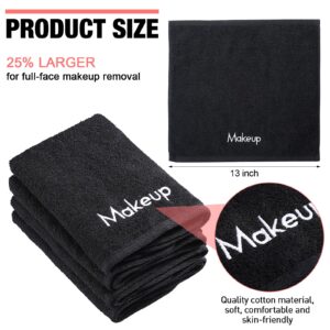 Chumia 72 Pcs Makeup Remover Towels 13 x 13 Face Cotton Washcloths with Makeup Embroidery Black Facial Reusable Makeup Remover Cloth Soft Cleansing Makeup Washcloths for Women