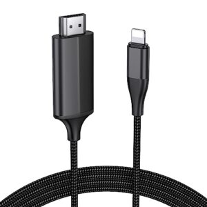 lulaven hdmi cable for iphone to tv, lighting to hdmi adapter connector compatible with iphone14, 13, 12, 11 & youtube tv output with 1080p hd display, just plug and play (6.6ft, black)