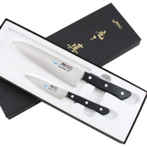 MAC Knife Chef series 2-piece starter knife set H-10, HB-70 Chef series 7.25" Gyutou-style Chef's knife and HB-40 Chef series 4" Paring knife, handcrafted in Seki, Japan