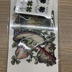 St Patricks Day Temporary Tattoos，70 Sheets 200+ Styles St Patricks Decoration Green Clover Shamrock Leprechauns Irish Flag Party Accessories Fake Tattoo Stickers for Men Women kids