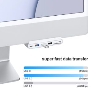 GEWOKLIY USB c hub for iMac 24 inch, 7-in-1 USB C hub, USB 3.0 5Gbps, SD/TF Card Reader, USB c Docking Station for 2021 iMac 24 inch (M1)/2023 iMac 24-inch (M3)