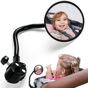 pramglam looky lou stroller mirror - see your baby's face on stroller walks. stroller accessories to connect & engage with baby or toddler in pram or jogging stroller. universal stroller attachment.