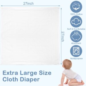 30 Pack Birdseye Cloth Diapers for Babies with 30 Pcs Diaper Pins Large 27 x 27 Inch Cotton Baby Diapers Reusable Burp Cloths for Babies Boy Girl Toddlers