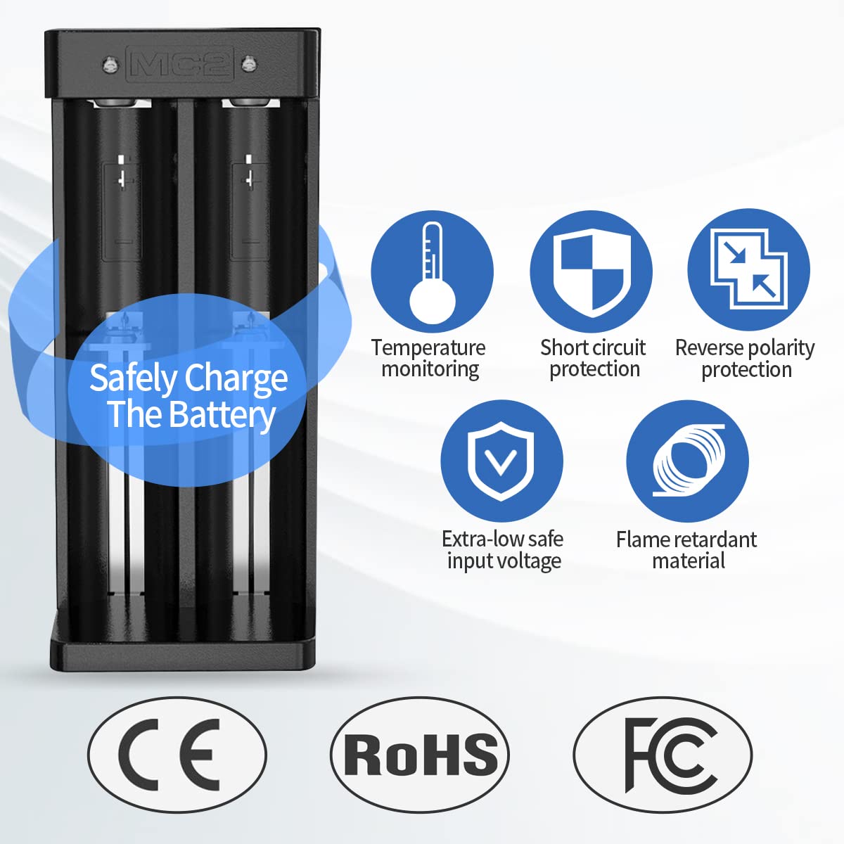 XTAR MC2 Battery Charger 18650 21700 26650 Rechargeable Lithium Battery Charger with Upgraded Type-c Port (Package not Included Any Battery)