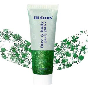 yeweian st patricks day green body glitters, green face glitter gel mermaid sequins holographic chunky glitter, lip eye hair body glitter makeup, green liquid eyeshadow festival rave accessories,50g