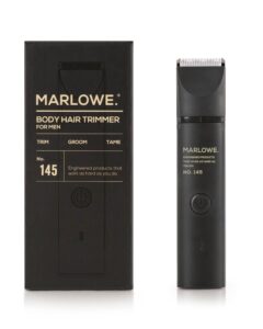 marlowe. no. 145 body hair trimmer for men, forest black, lightweight waterproof personal groomer, ceramic blades, adjustable comb lengths & rechargeable battery for head to toe male grooming