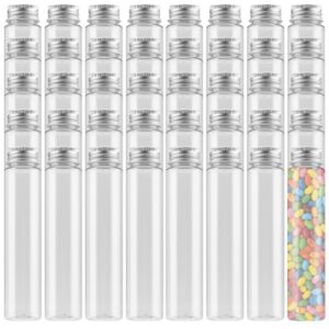 pingeui 40 pack 140 x 30mm plastic test tubes with screw caps, 110ml test tubes clear plastic test tubes for bath salt, candy containers for parties, wedding, christmas, and halloween