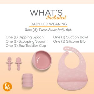 BooginHead Baby Led Weaning Supplies - Stage 1 and Stage 2 Self Feeding 5-Piece Set, Pink