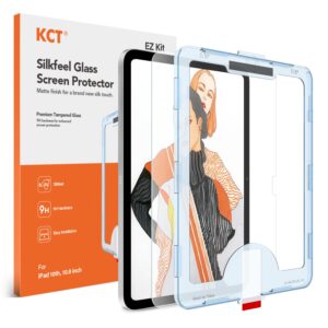 kct nano-texture glass screen protector compatible with ipad 10th generation (10.9 inch, 2022), silkfeel, compatible with apple pencil, ez kit, touch like silk, tempered glass, anti-glare