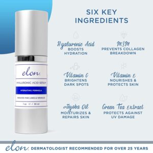 Elon Face Skin Care Set – Skin Care Kit w/ Antioxidant C Moisturizer for Face, Skin Anew Hydrolyzed Collagen Capsules, & Hyaluronic Acid Serum for Face – Skin Care Products for All Skin Types