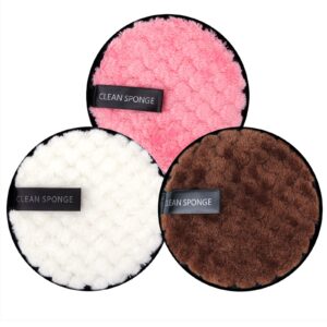 3 pcs reusable makeup remover pads with holder.misforu extra large 5"makeup eraser cloth reusable face pads eye makeup remover pads for face eye lip washable face clean…