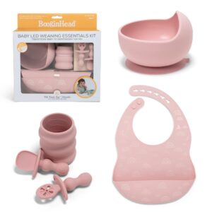 booginhead baby led weaning supplies - stage 1 and stage 2 self feeding 5-piece set, pink