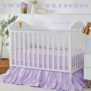 Brandream Purple Baby Girls Crib Bedding Set with Embroidered Butterfly Quilt, Crib Sheet, Crib Bed Skirt | 6-Piece Cotton Nursery Bedding Set