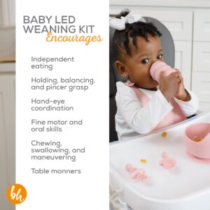 BooginHead Baby Led Weaning Supplies - Stage 1 and Stage 2 Self Feeding 5-Piece Set, Pink