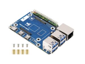 waveshare cm4 to raspberry pi 4b adapter, alternative solution for raspberry pi 4b, onboard standard cm4 connector, 4-ch usb 3.0 ports, rj45 gigabit ethernet port, poe header etc.