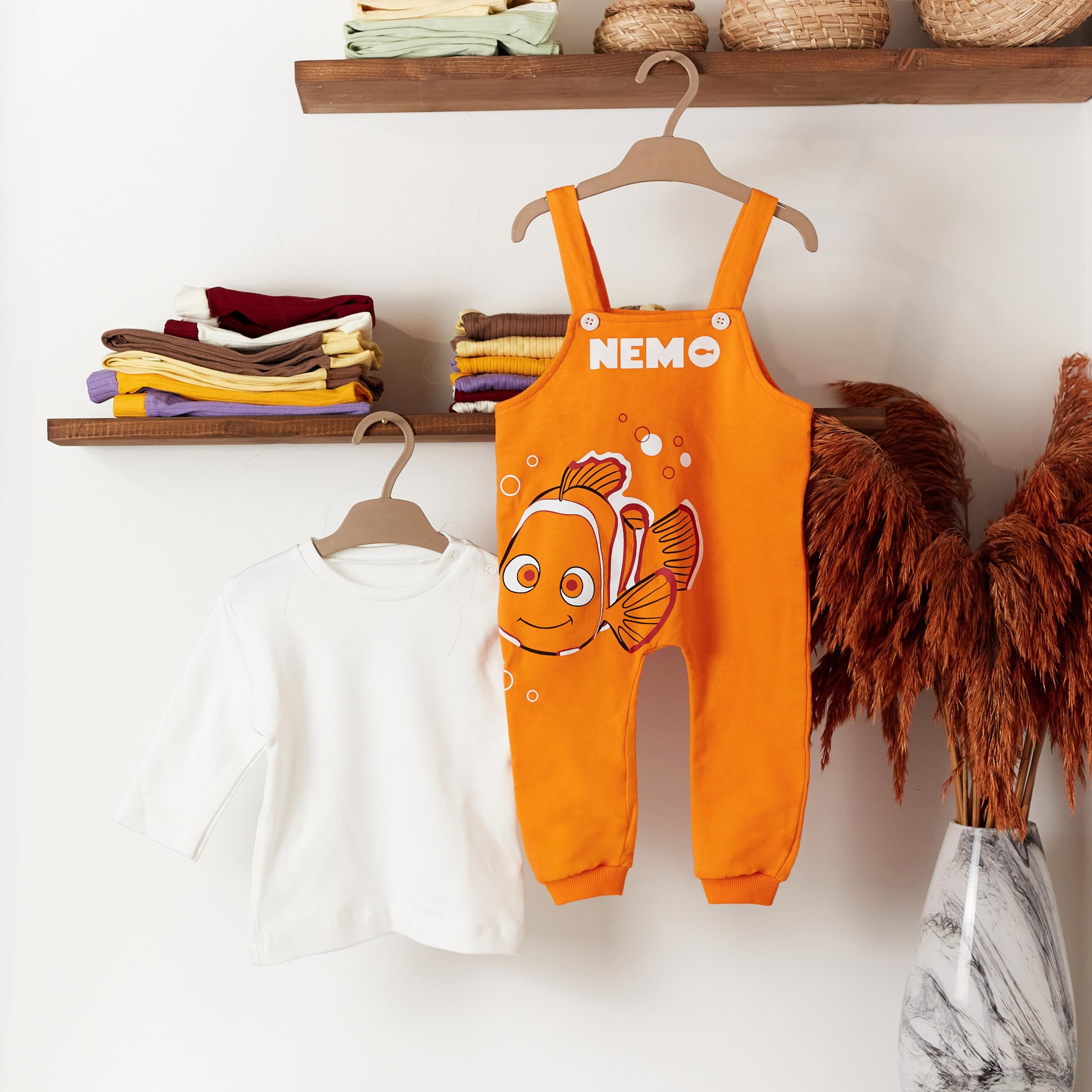 Finding Nemo Cotton Baby Overall Romper With Long Sleeve Tshirt For Newborn Infant – 2 PIECES - Boy Girl (as1, age, 18_months, 18-24 months)