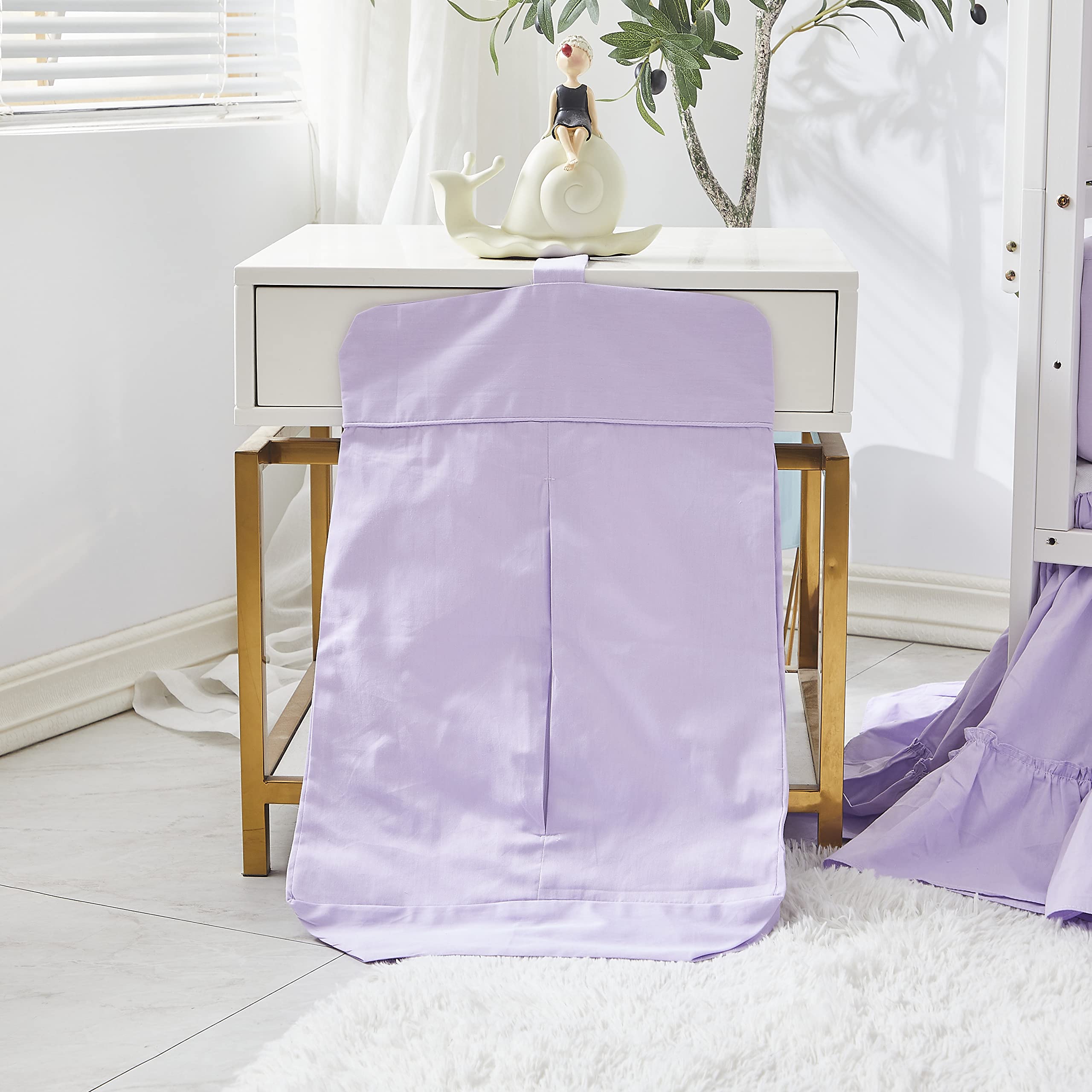 Brandream Purple Baby Girls Crib Bedding Set with Embroidered Butterfly Quilt, Crib Sheet, Crib Bed Skirt | 6-Piece Cotton Nursery Bedding Set