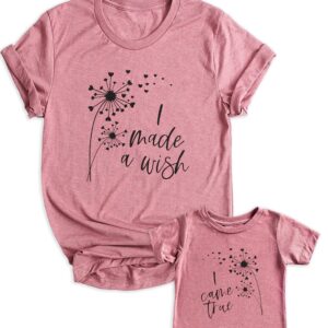 Mom and Daughter Matching Outfits I Made a Wish Mommy and Me Shirts Mom and Baby Matching Shirt