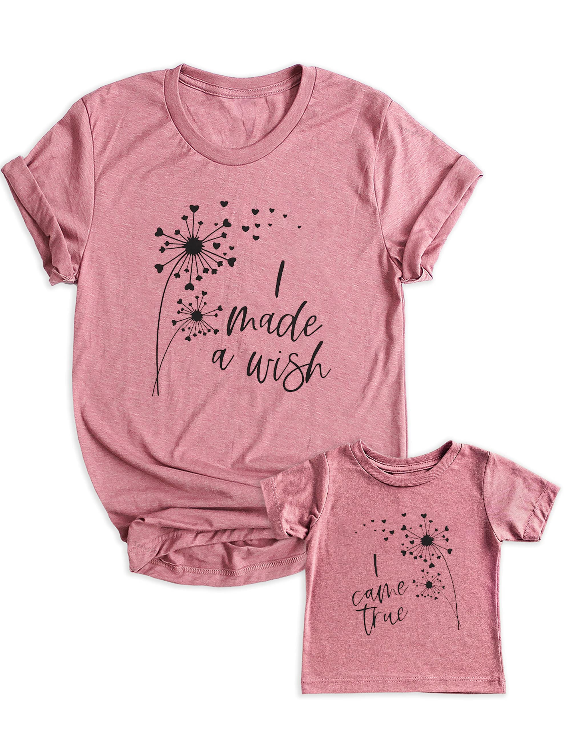 Mom and Daughter Matching Outfits I Made a Wish Mommy and Me Shirts Mom and Baby Matching Shirt