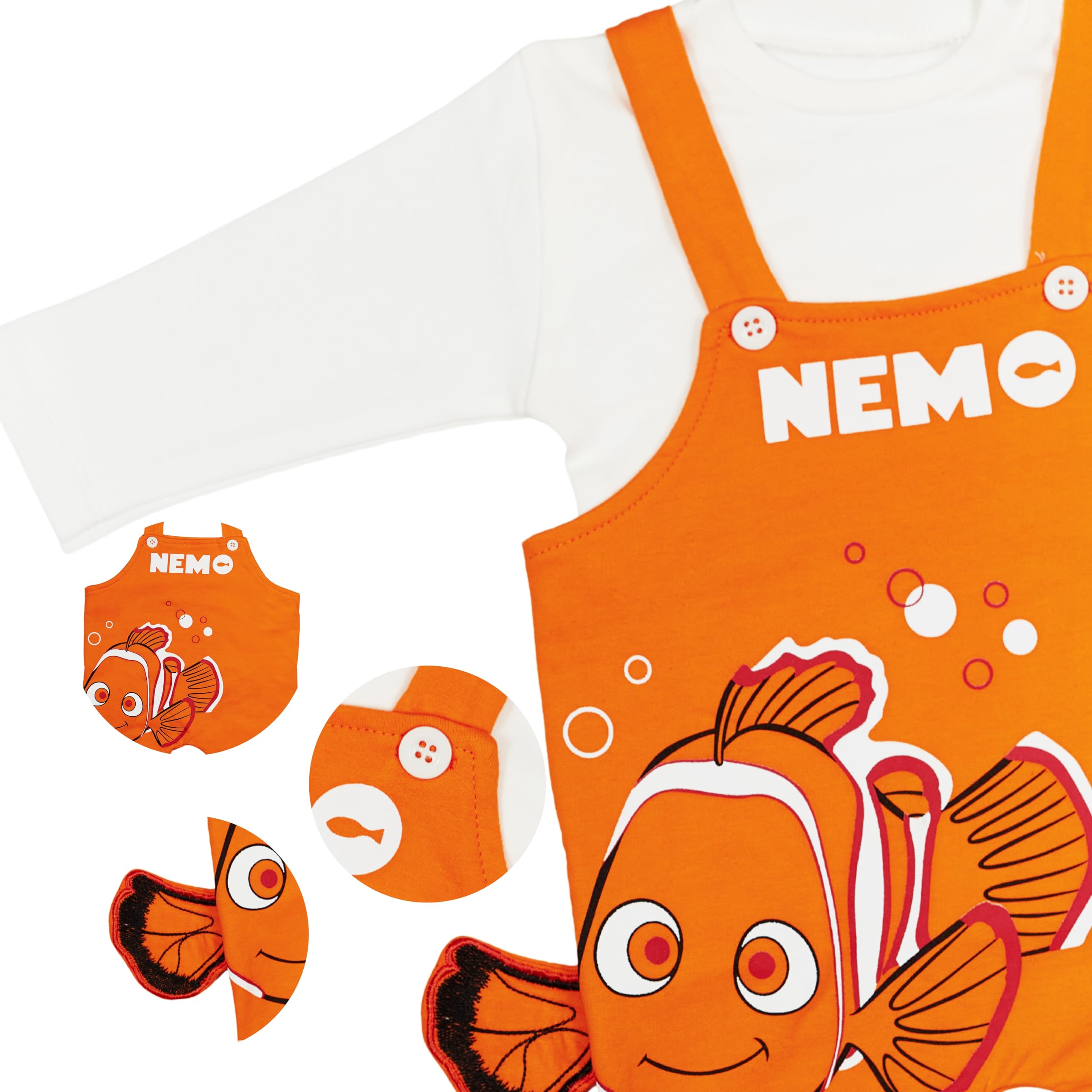 Finding Nemo Cotton Baby Overall Romper With Long Sleeve Tshirt For Newborn Infant – 2 PIECES - Boy Girl (as1, age, 18_months, 18-24 months)