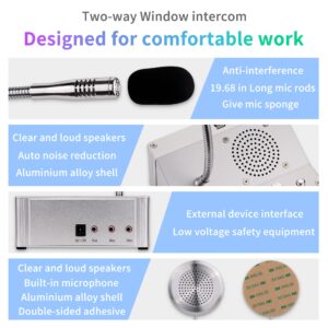 DESHUN Window intercom, Window Speakers, Dual-Way Window Counter intercom Microphone, for The Business/Bank/Office/Hospital/Station/Catering/Ticket Window to Provide Communication Solutions