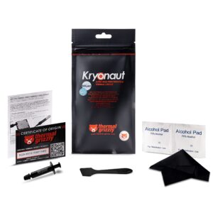 thermal grizzly kryonaut cpu thermal paste - high performance pc thermal paste kit for cooling all processors, graphics cards and heat sinks in computers and consoles - thermal grease 1g combo