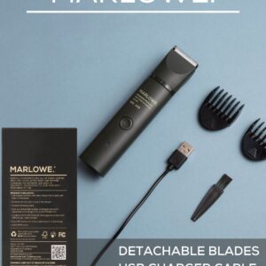 MARLOWE. No. 145 Body Hair Trimmer for Men, Forest Black, Lightweight Waterproof Personal Groomer, Ceramic Blades, Adjustable Comb Lengths & Rechargeable Battery for Head to Toe Male Grooming