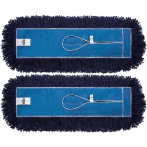 nine forty 2-pack 24-inch premium nylon dust mop replacement head - heavy duty refill for industrial, commercial, and residential cleaning - dry floor duster for hardwood surfaces - blue (2-pack)