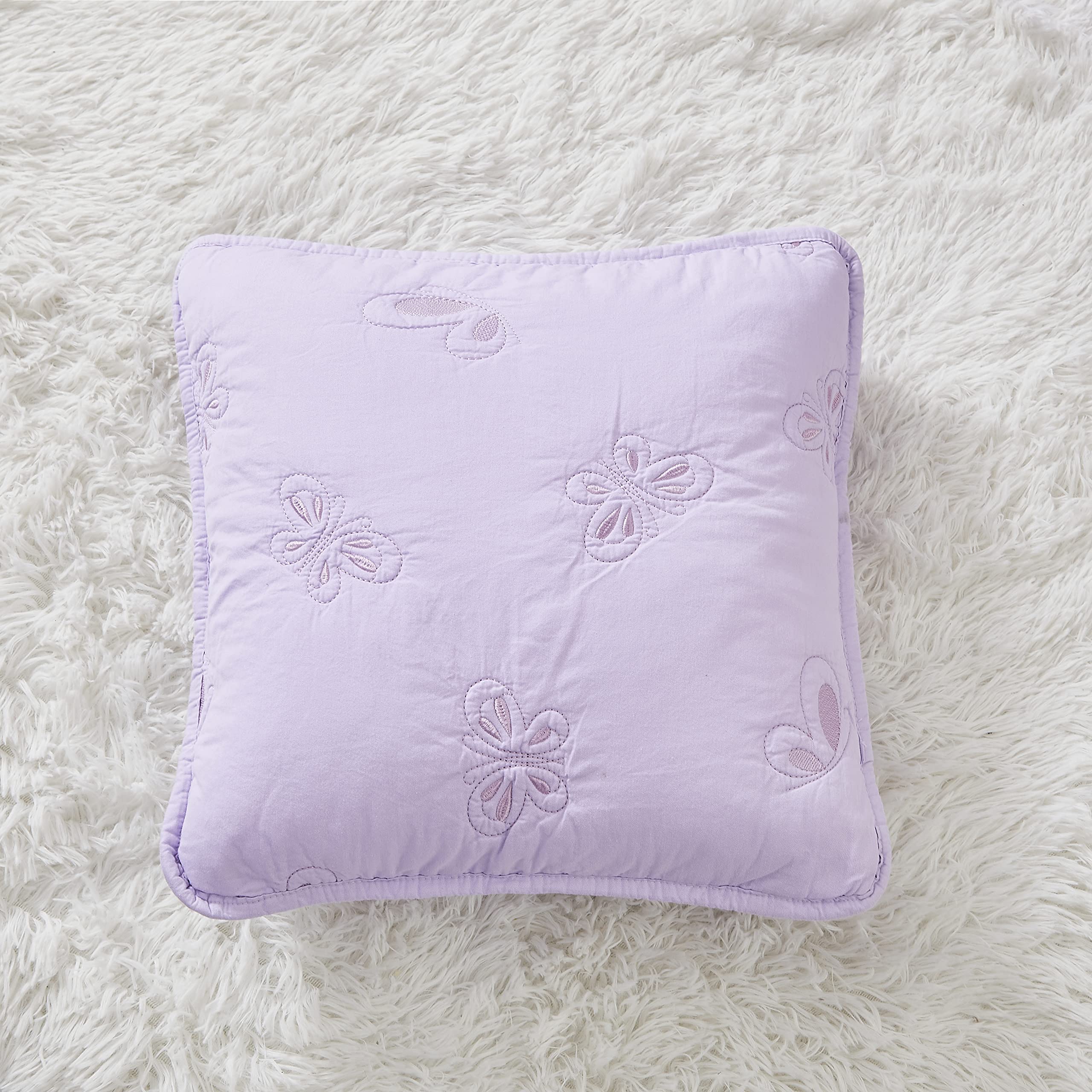 Brandream Purple Baby Girls Crib Bedding Set with Embroidered Butterfly Quilt, Crib Sheet, Crib Bed Skirt | 6-Piece Cotton Nursery Bedding Set