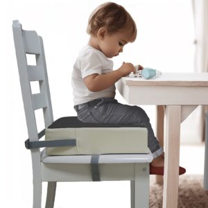 Eiury Toddler Dining Table Booster seat, PU Washable Waterproof Double seat Belt Non-Slip Bottom Booster seat for Dining Toddler, Portable Travel Increase Cushion