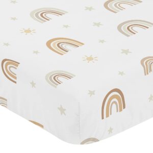 Sweet Jojo Designs Neutral Boho Rainbow Girl Boy Unisex Fitted Crib Sheet Baby or Toddler Bed Nursery - Mustard Yellow Pumpkin Orange Bohemian Sunshine Modern Vintage Beige Gold Taupe Tan