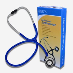 HCS Stethoscope, Classic Lightweight - Medical Grade, Dual Head Stethoscopes for Nurses, Students, Home - 22 inch Tubing (Blue)