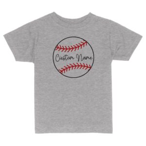 baseball custom name personalized toddler kids t-shirt 5t heather grey