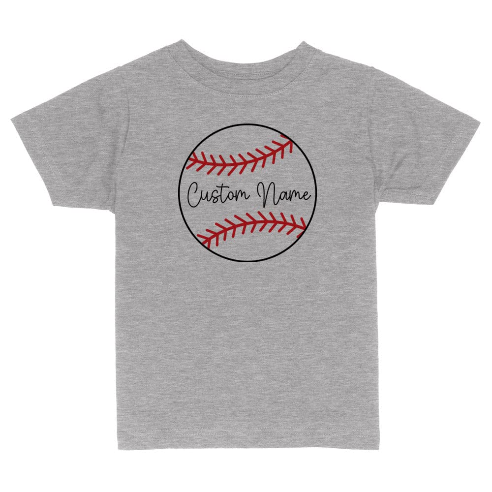 Baseball Custom Name Personalized Toddler Kids T-Shirt 5T Heather Grey