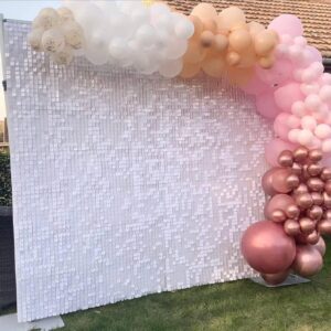 White Shimmer Wall Backdrop Panel - Decorations Panel | Wedding, Birthday, Anniversary, Engagement & Bridal Shower Party Decor (15pcs)