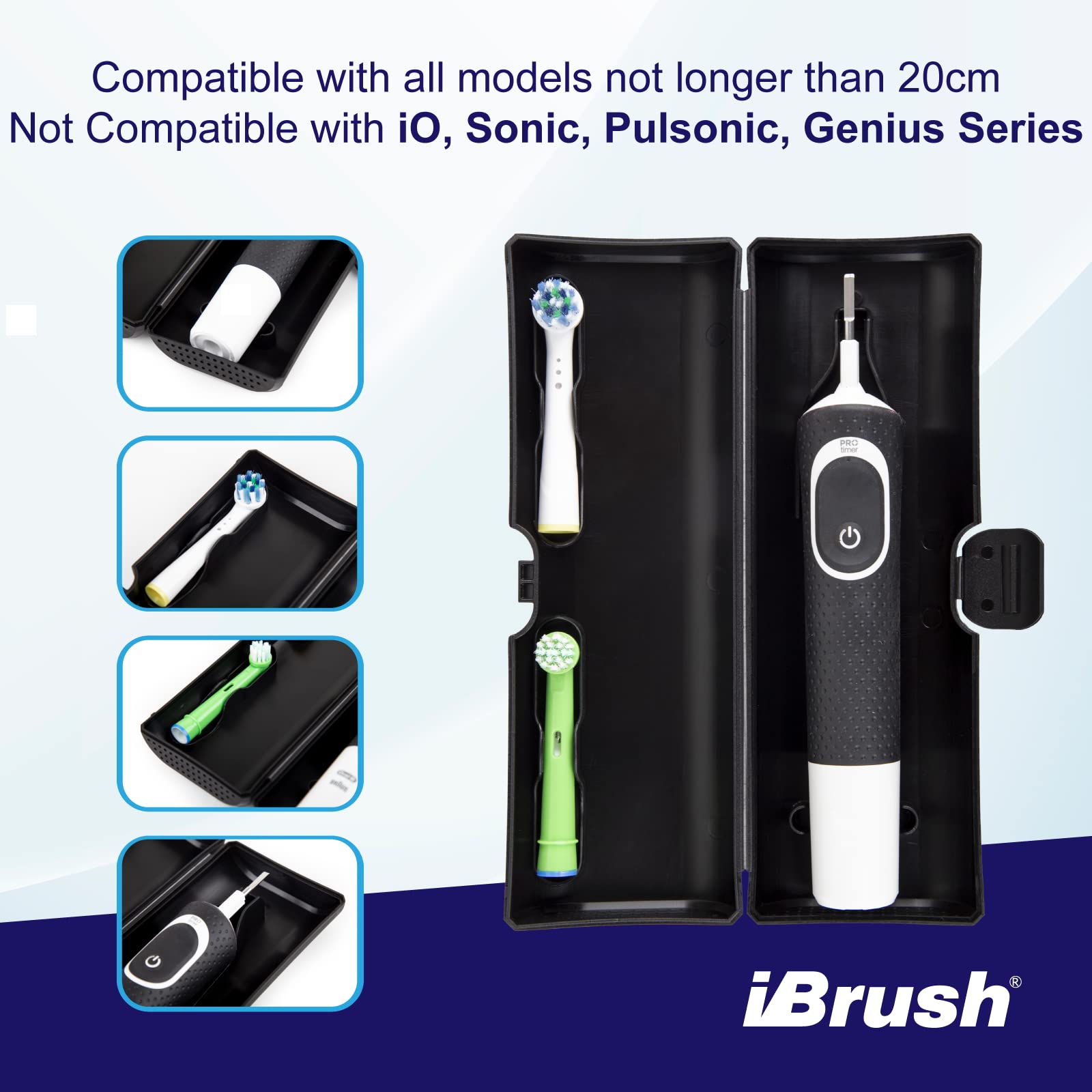 ibrush Electric Toothbrush Case compatible with Oral-B - Travel Toothbrush Case, Electric Toothbrush Case,Personal Care Toothbrush, Compatible with Oral-B Pro 1000, 2000, 3000, 3500,5000,5500